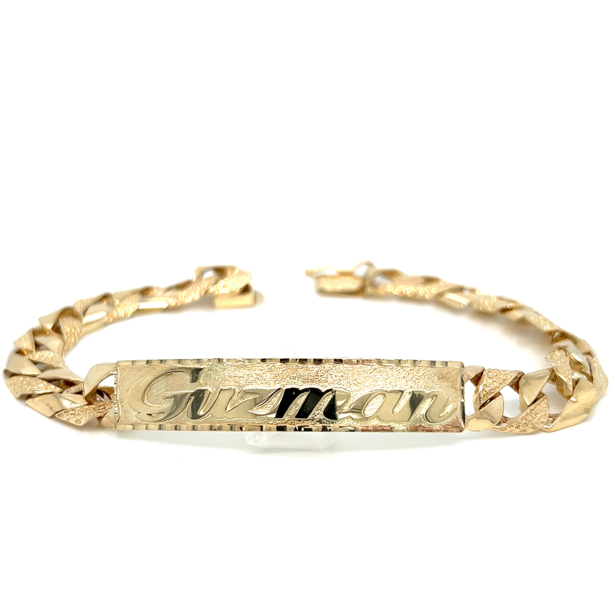 14k Gold ID Bracelet Mens – Customizable Name Plate & Raised Lettering ...